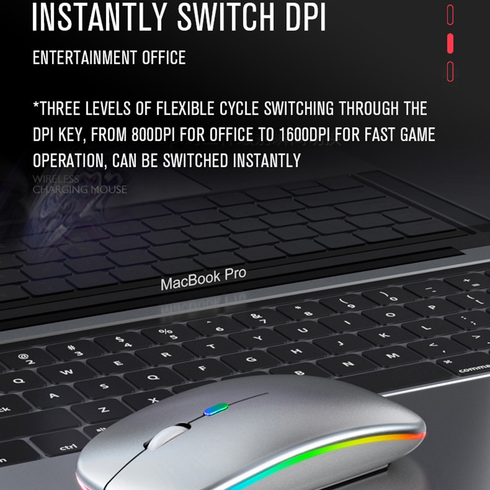 Rechargeable Wireless Mouse Bluetooth Mice Wireless Computer Mause LED ...