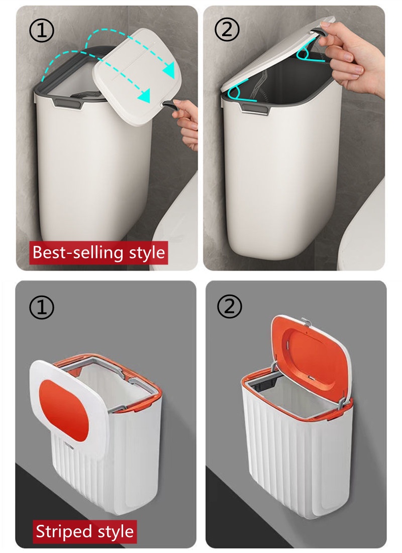 [FUN] Hanging dustbin for bathroom toilet dustbin Perforation-Free Wall ...