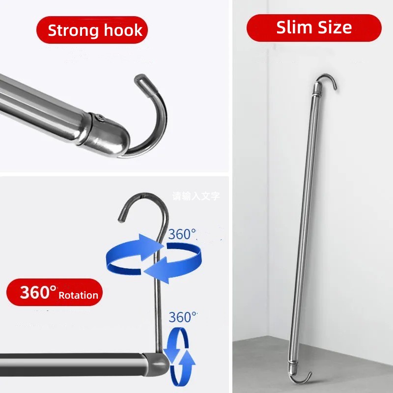 SG Multifunction No need Install Telescopic Clothes Laundry Rail Rod ...