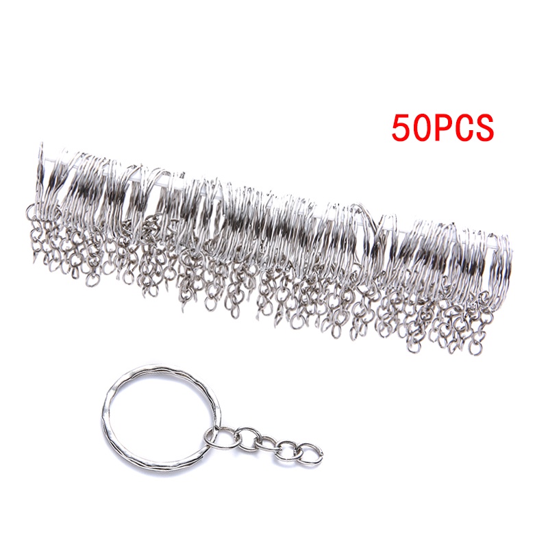 Silver Plated Metal Blank Keyring Keychain Split Ring Keyfob Key Holder ...