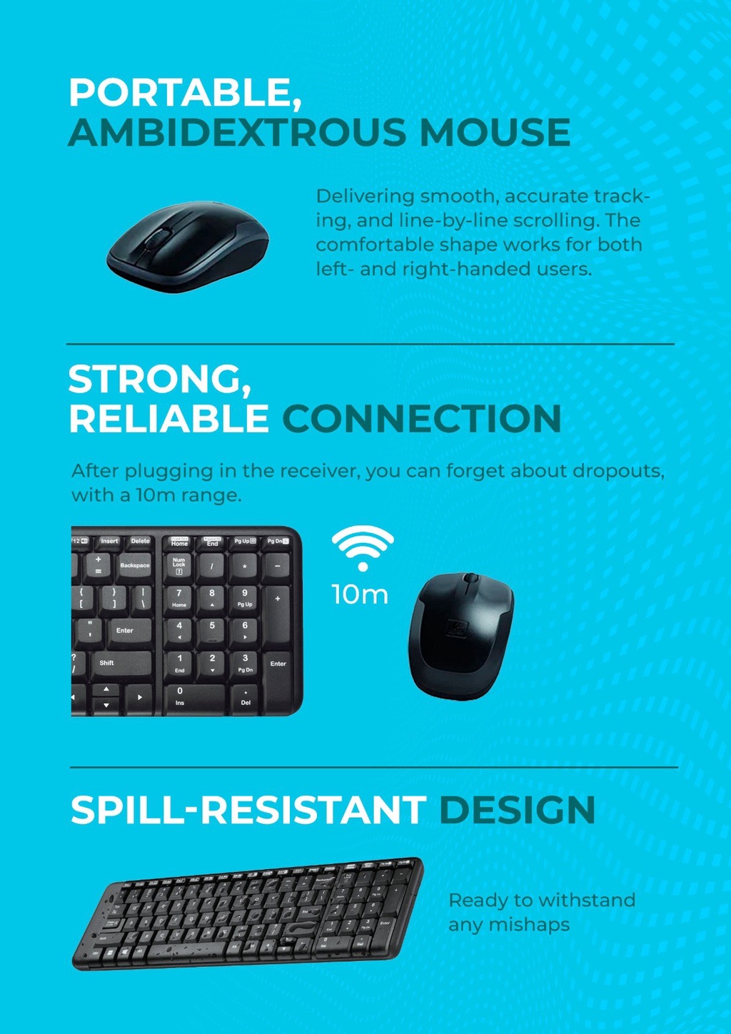 Logitech Mk220 Mk 220 Combo Set Wireless Keyboard Mouse Compact 1 Year