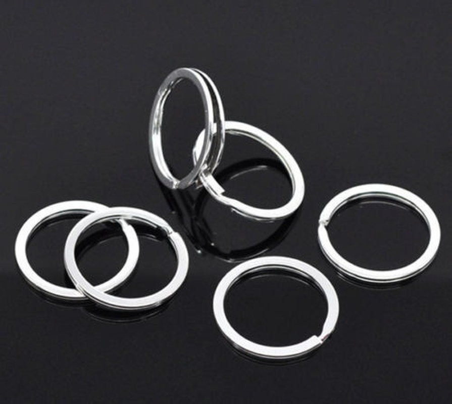 Silver Plated Metal Blank Keyring Keychain Split Ring Keyfob Key Holder ...
