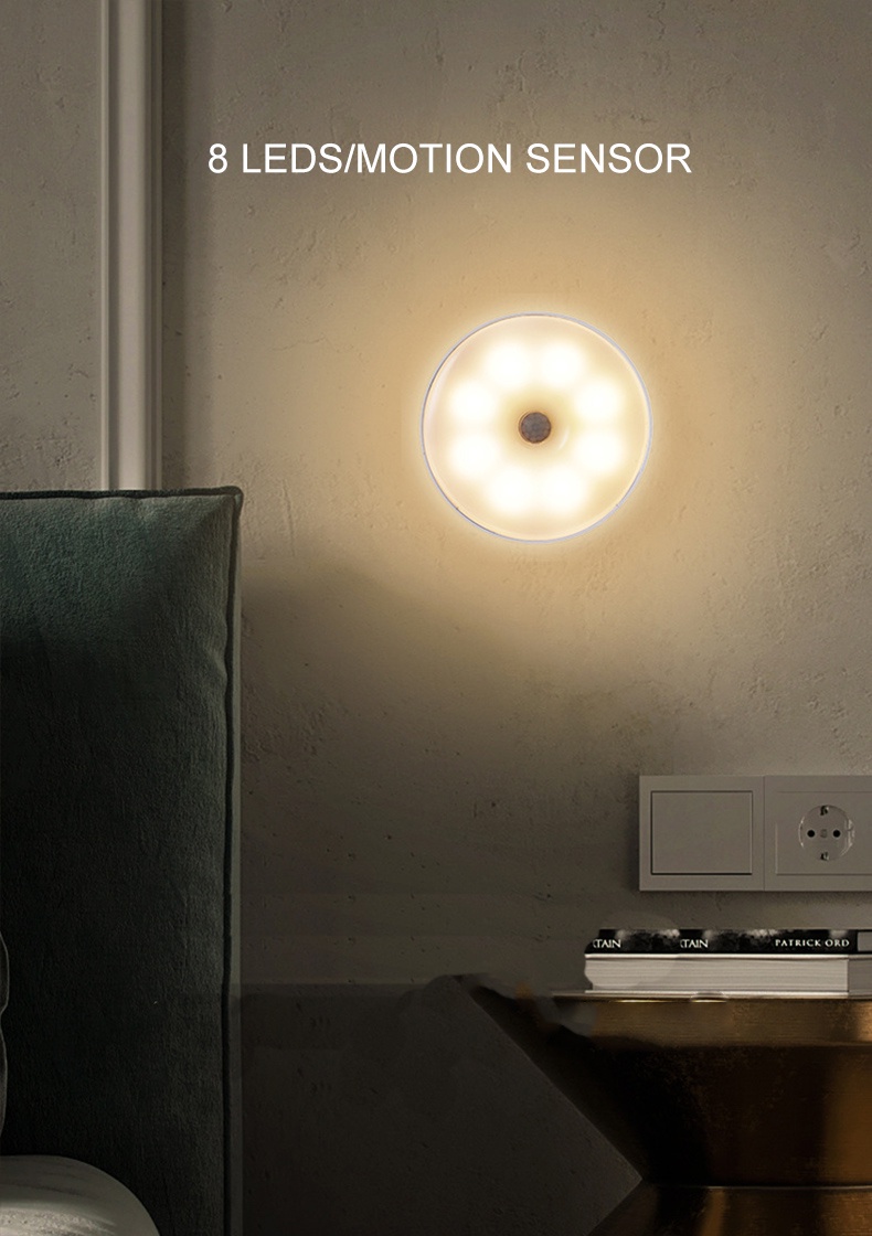 Sensor Night Light USB Rechargeable Wireless Body Induction Lamp Motion ...