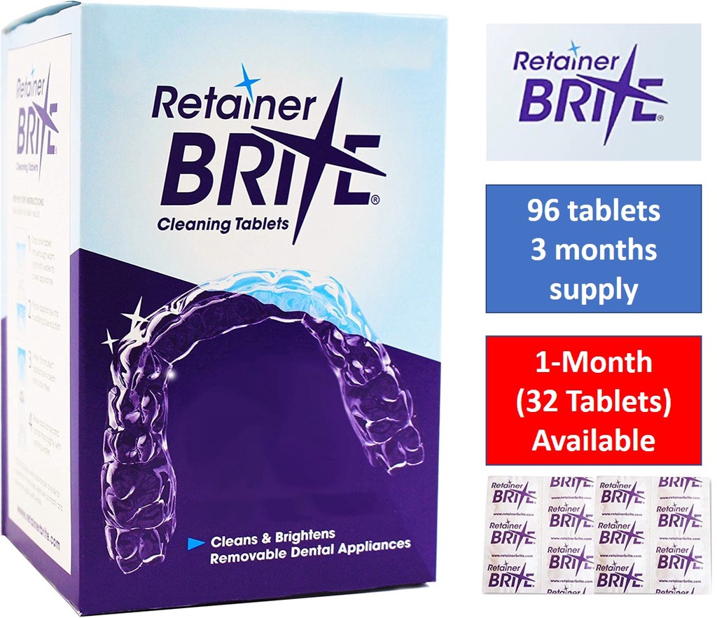 Retainer Brite Cleaning Tablets 32 or 96 Tablets 1 or 3 Months Supply ...