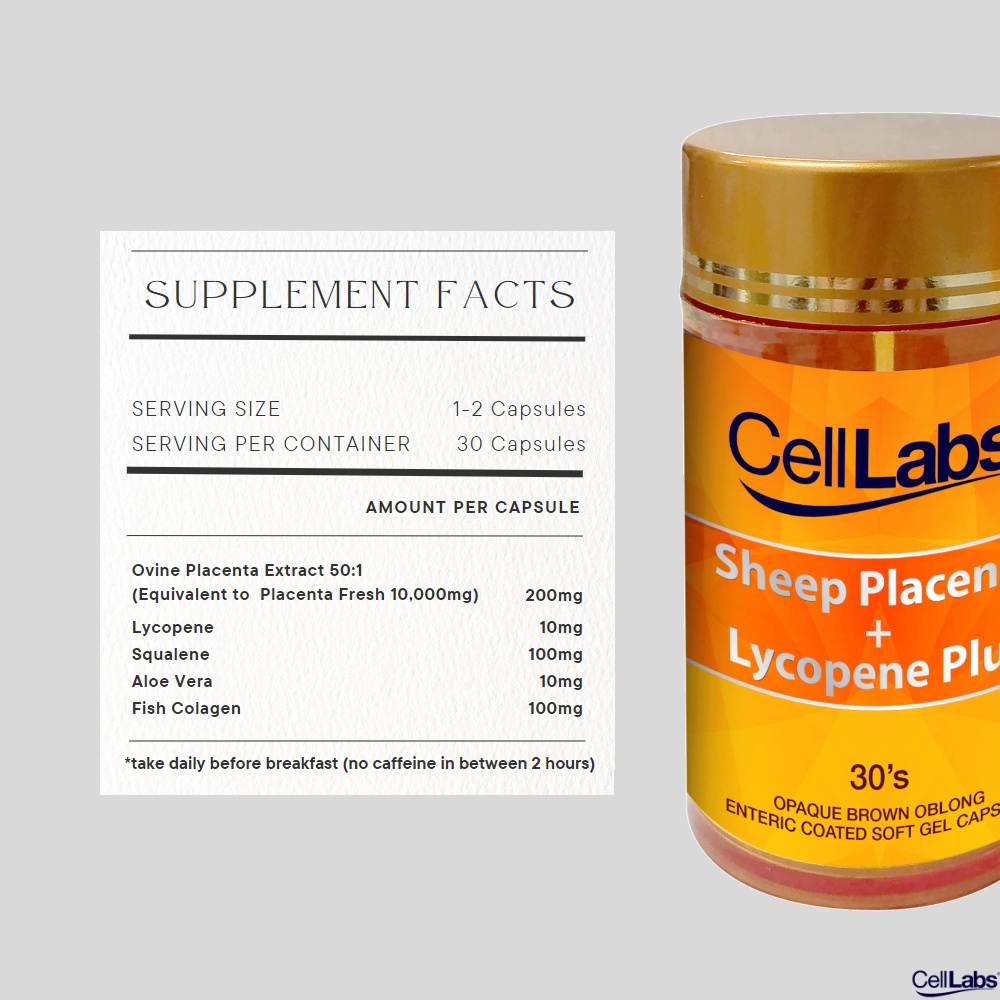 [FIANZ HALAL] CellLabs Sheep Placenta 10,000 mg with Lycopene Plus (30 ...