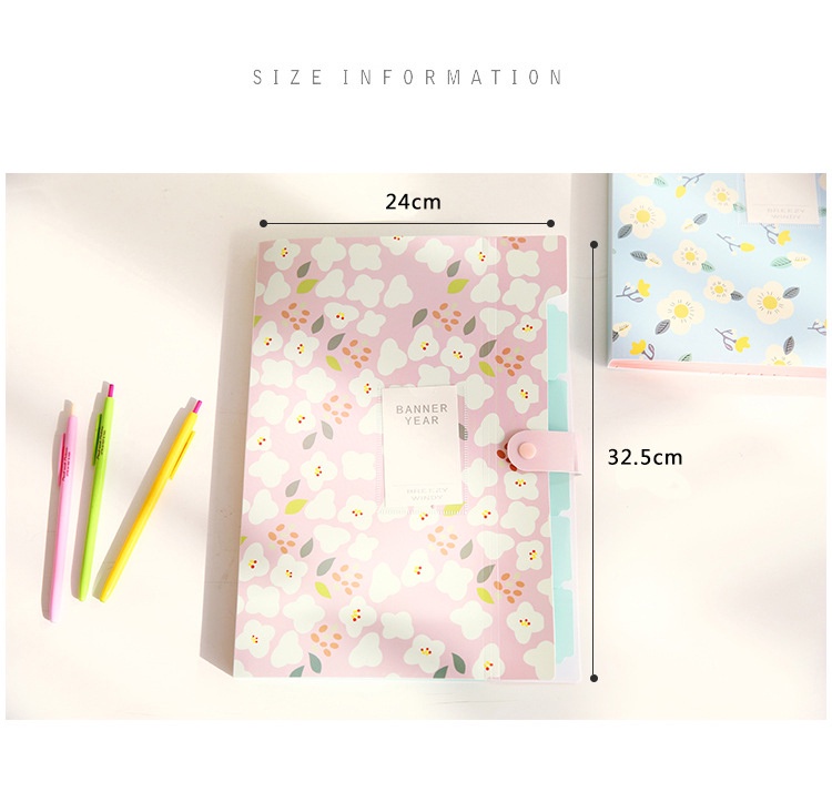A4 Organ Folder 5 Bags Plastic Expansion File Manager Storage Envelope ...