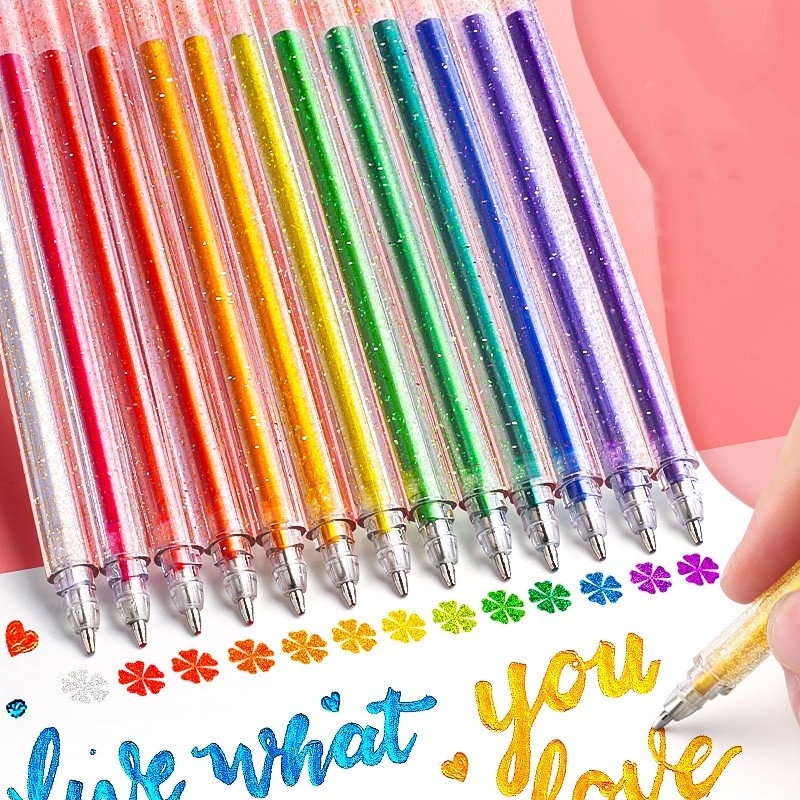 12pcs Shimmering Shinning Glitter Colouring Doodling Pen Glitter ...