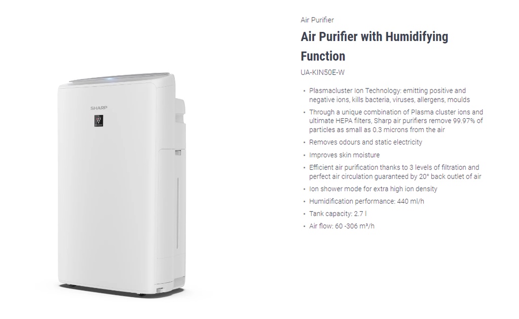 SHARP Air Purifier with Humidifying Function KI-N50E-H | KI-N40E-H ...