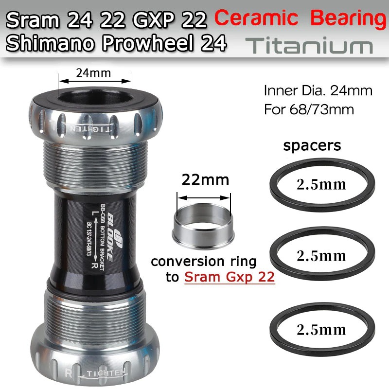 BLOOKE Ceramic Bottom Bracket BC 137-24T Bicycle Thread Kit For SRAM ...