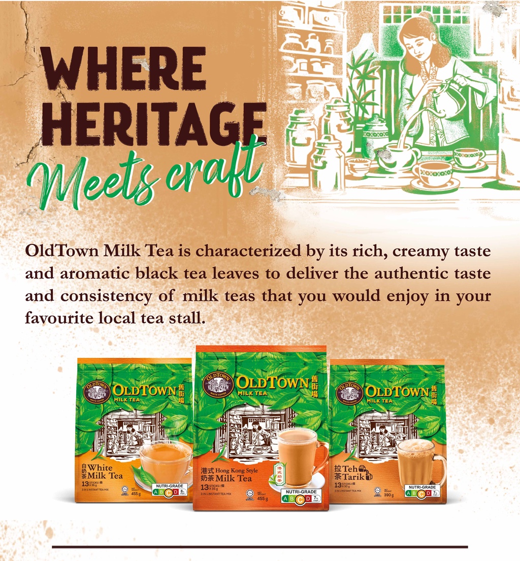 OLDTOWN Teh Tarik Instant 3in1 Premix Milk Tea, 13 Sticks (Expiry: May ...