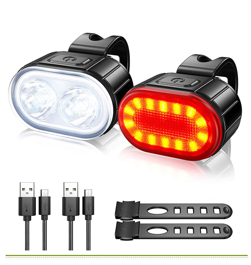 Cycling Bicycle Front Rear Light Set Bike USB Charge Headlight Light ...