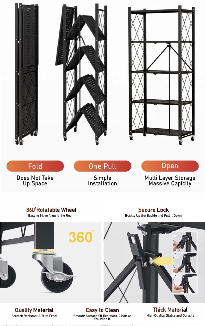 [SG Stock] Foldable Rack/ Kitchen Rack / Non-installation Racks ...