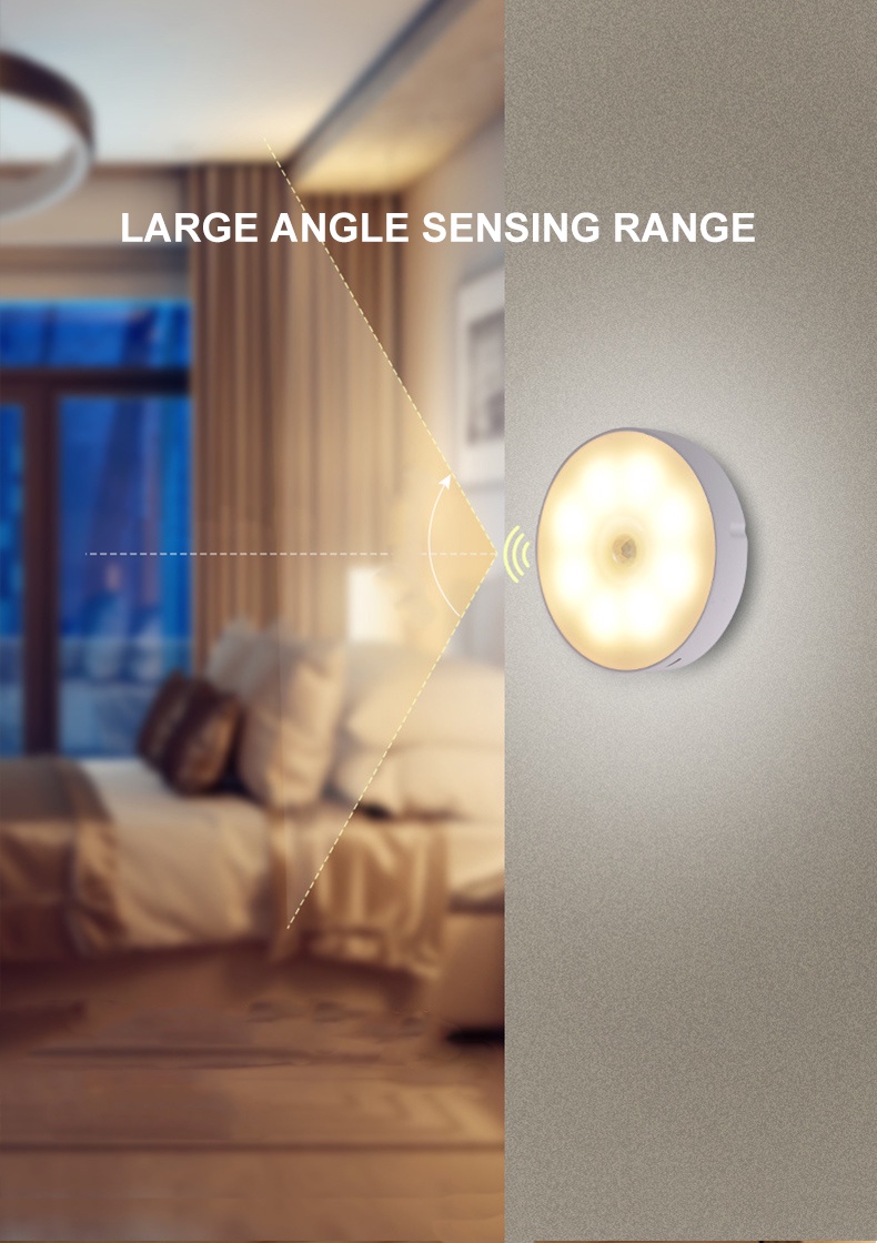 Sensor Night Light USB Rechargeable Wireless Body Induction Lamp Motion ...