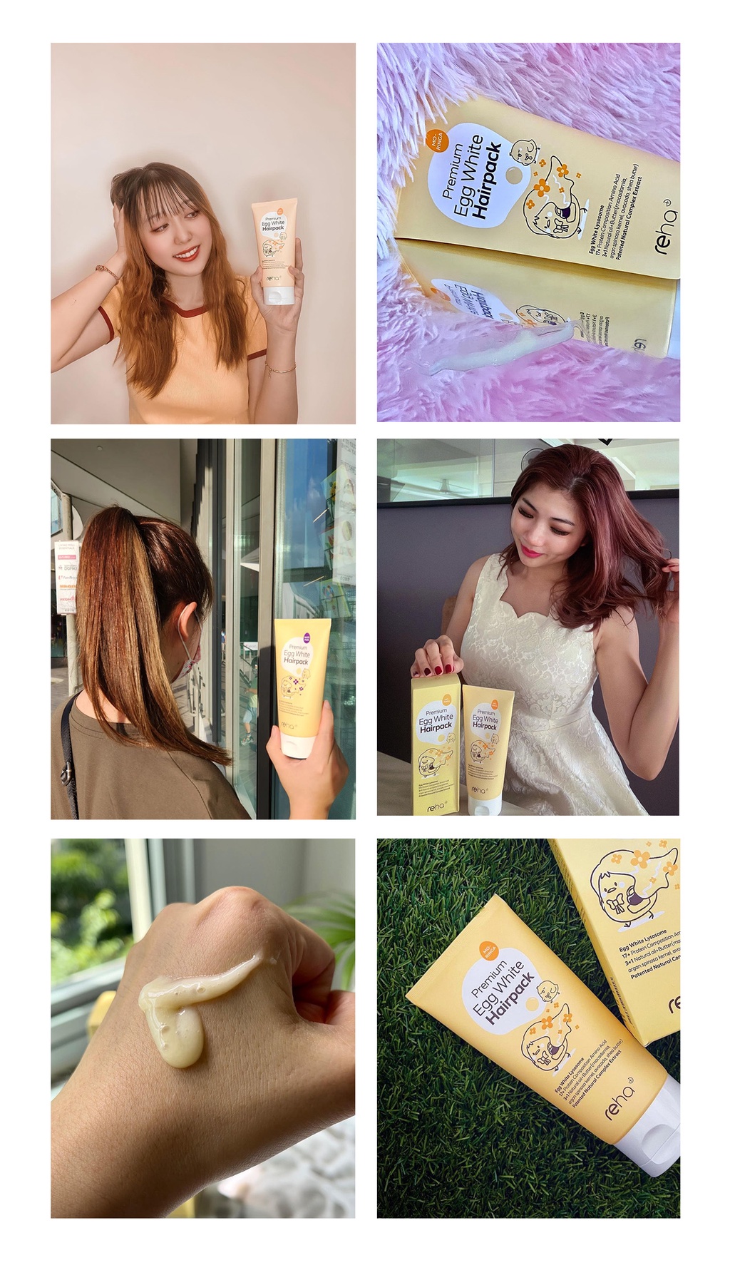 Reha Premium Egg White Hair pack Damaged hair care White musk 150ml ...