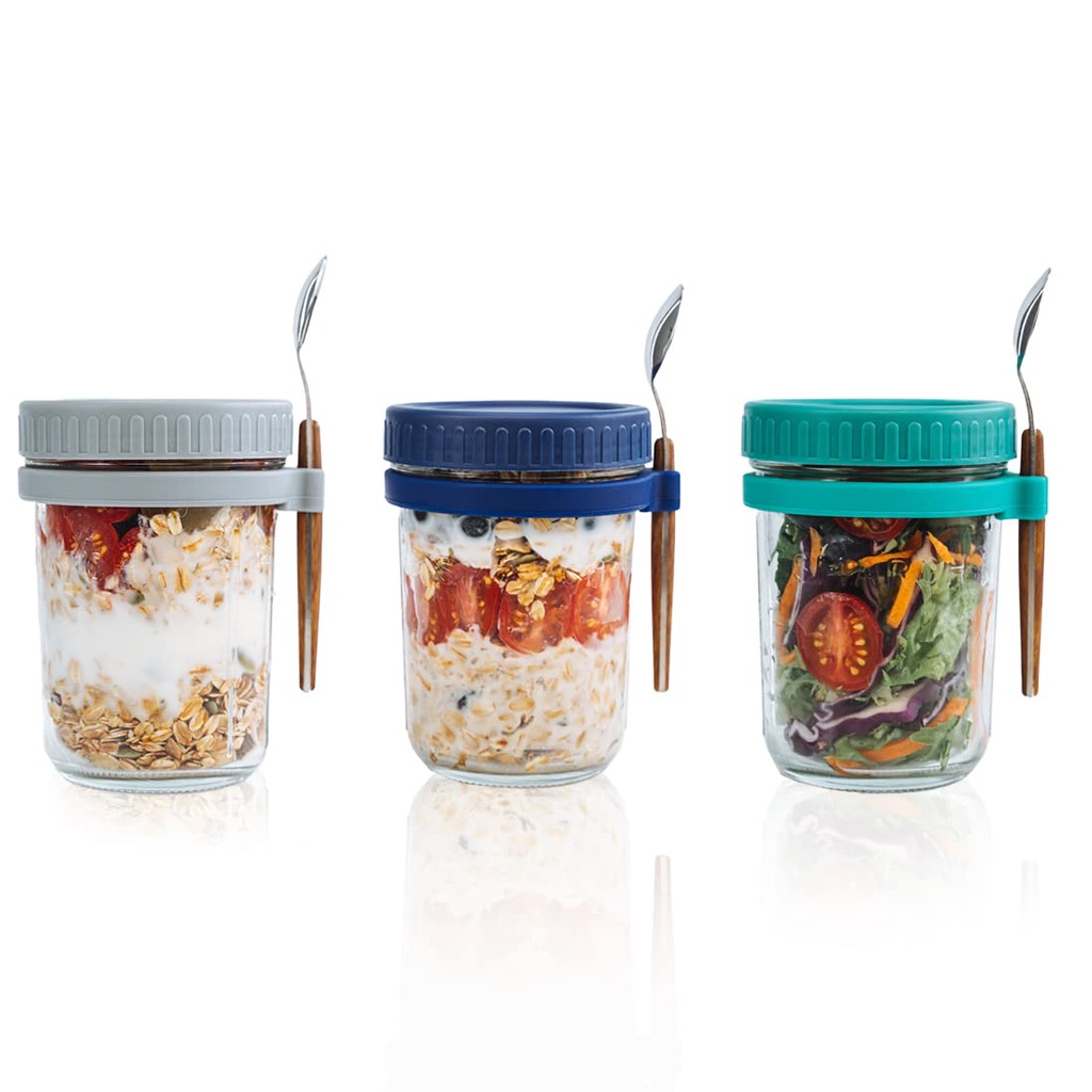 Oatmeal Cup Breakfast Coffee Cup with Lid Spoon Portable Sealed Glass ...