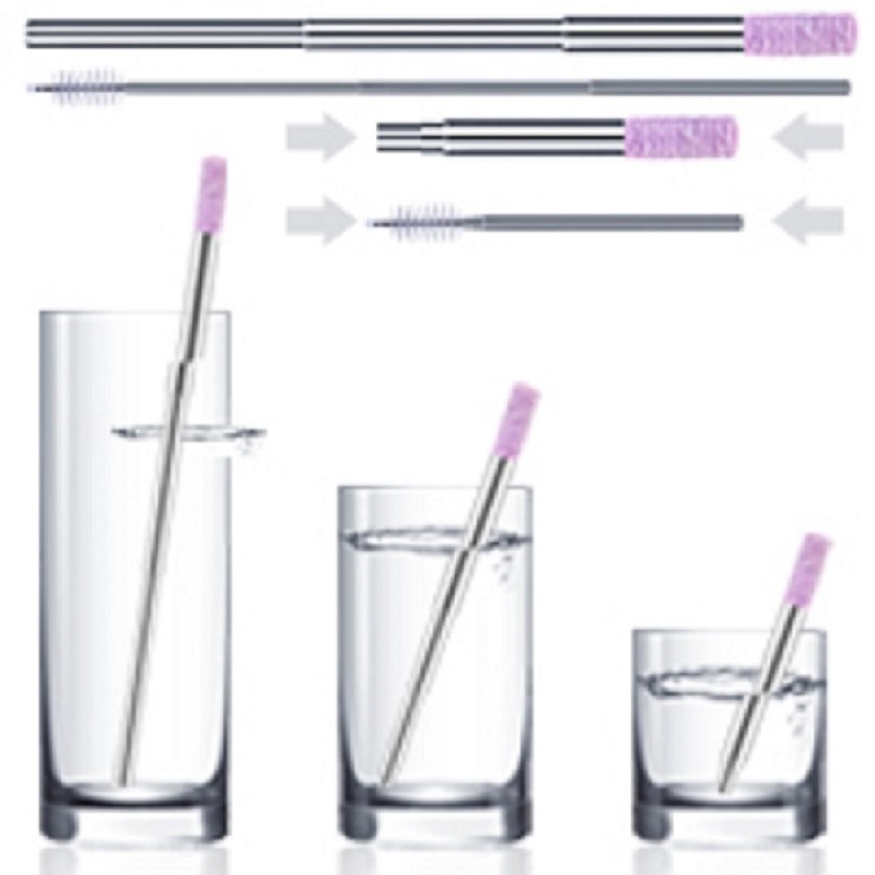 Portable Foldable Metal Straw for Travel , Reusable Pocket Straw with ...