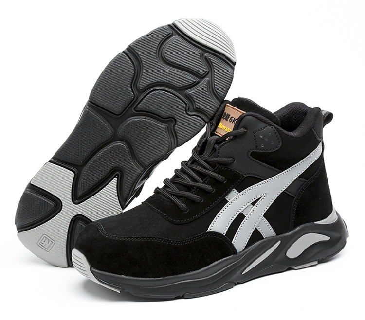 High Top Safety Boots Anti-Smashing and Anti-Penetration Steel Toe Cap ...