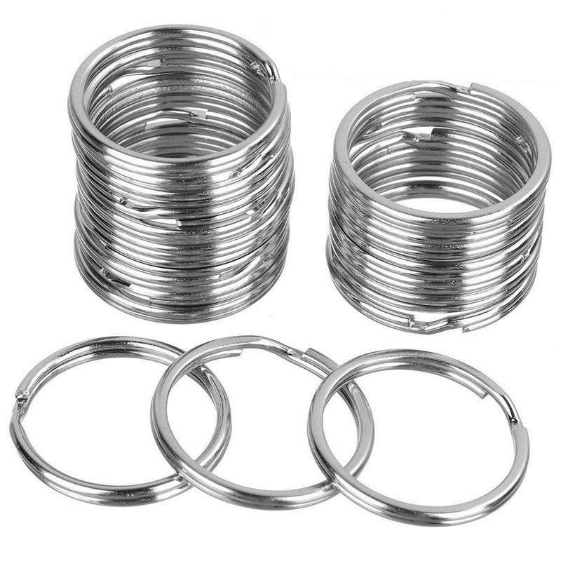 Silver Plated Metal Blank Keyring Keychain Split Ring Keyfob Key Holder ...