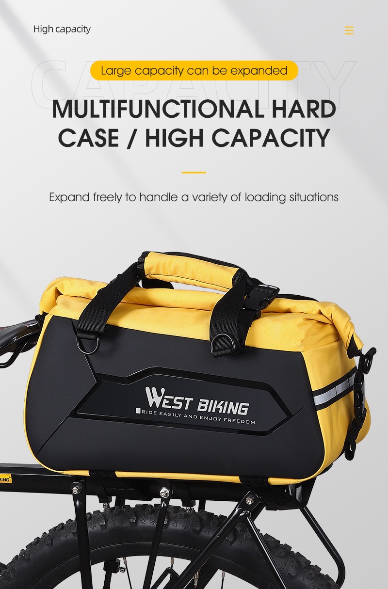 WEST BIKING 13-25L Hard Shell Bike Trunk Bag Large Capacity MTB Road ...