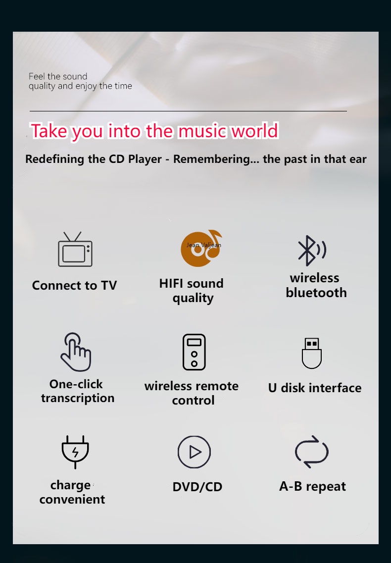New Portable Bluetooth CD Player DVD VCD MP3 Hifi With Speaker Walkman ...