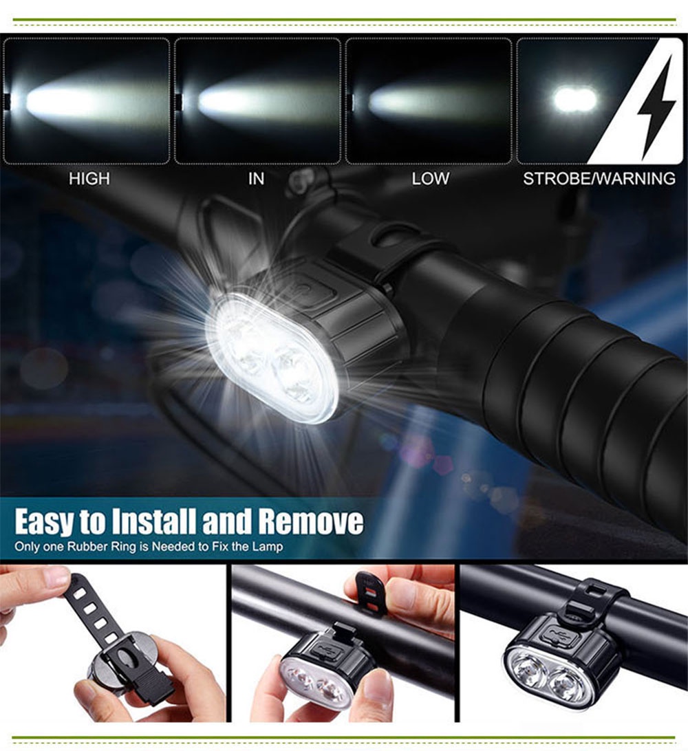 Cycling Bicycle Front Rear Light Set Bike USB Charge Headlight Light ...