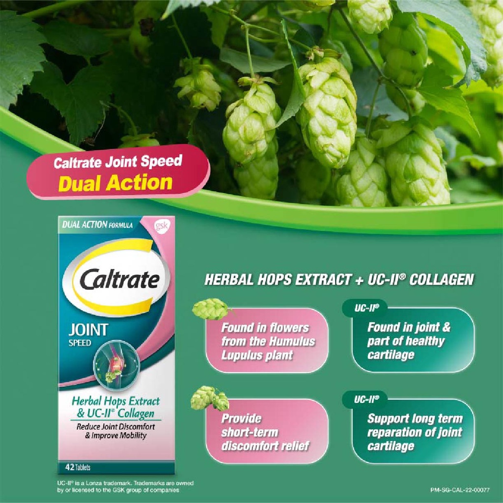 CALTRATE Joint Speed Dual Action with Herbal Hops Extract & UC-II ...