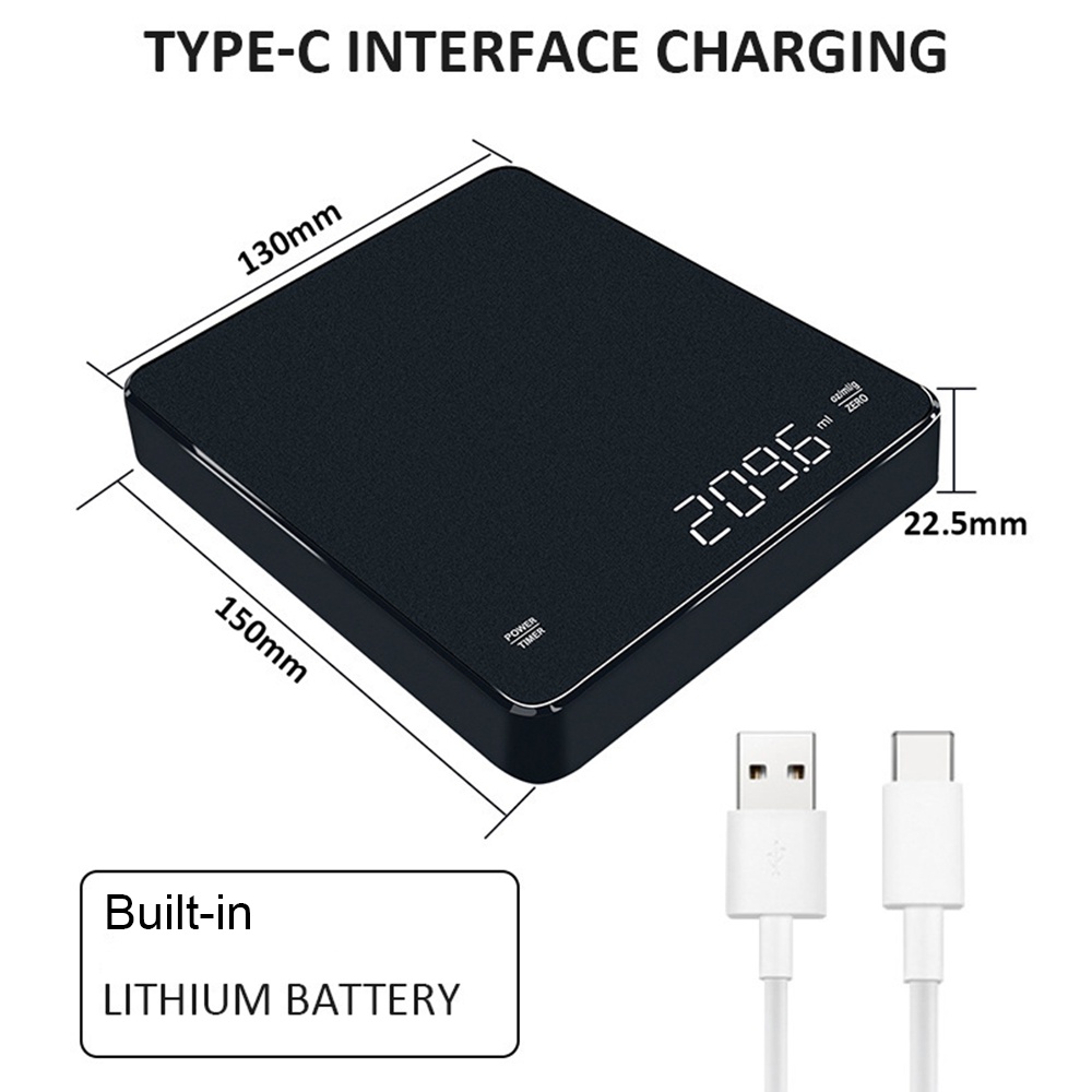 ⚡Ready Stock⚡Rechargeable Coffee Scale Auto Timer LED Display Kitchen ...