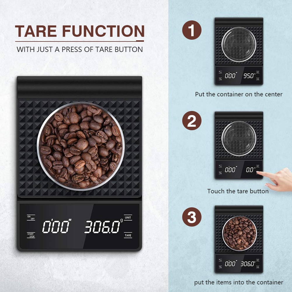 Rechargeable Coffee Scale LCD Display Kitchen Scales Electronic Scale ...