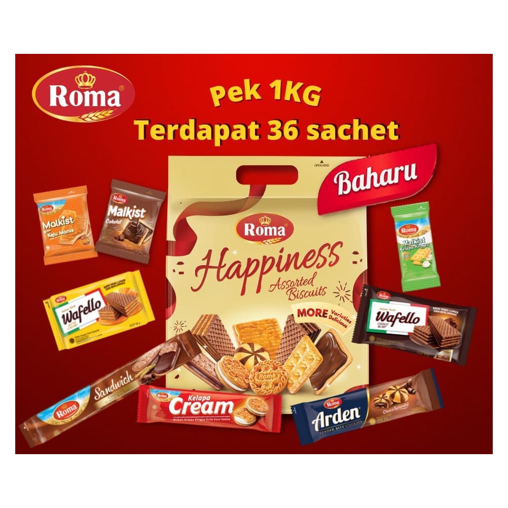 (1KG 36 Sachets) ROMA Happiness Assorted Biscuits SG Ready Stock All ...