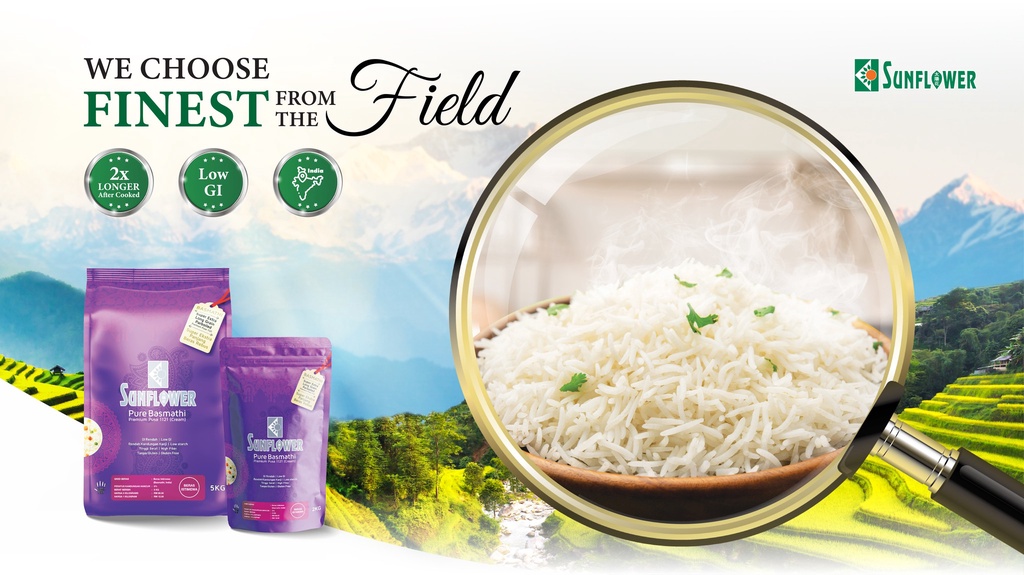 Sunflower Pure Basmathi Rice Premium Pusa 1121 Beras Basmati Low GI ...