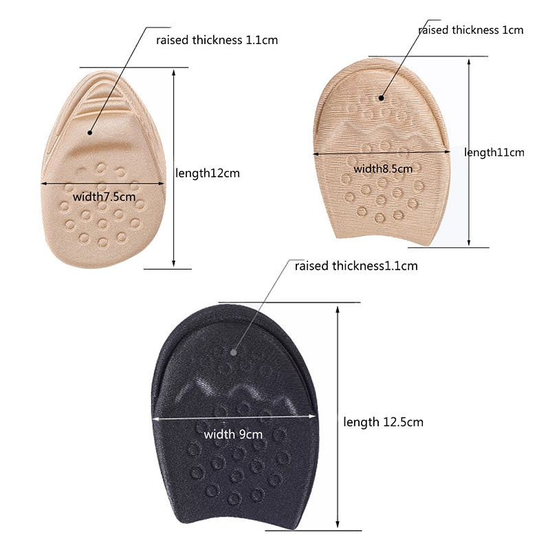 Shoe size adjustable front foot pad, non-slip insole half insole ...