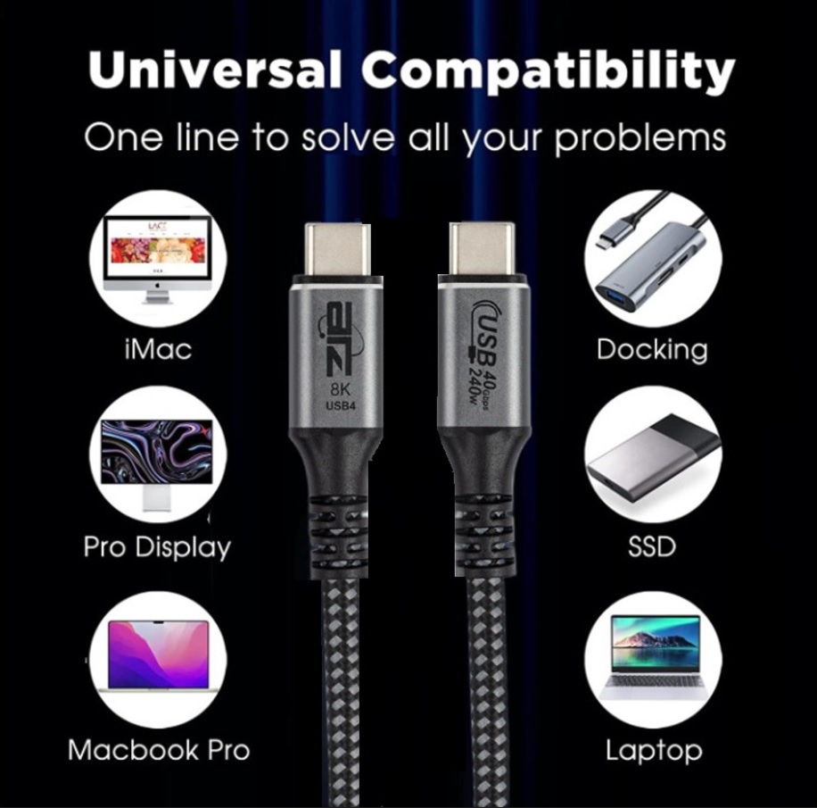ATZ USB 4 Type C (1m / 2m / 3m) Thunderbolt 4 Cable, USB 4 with EMARK ...
