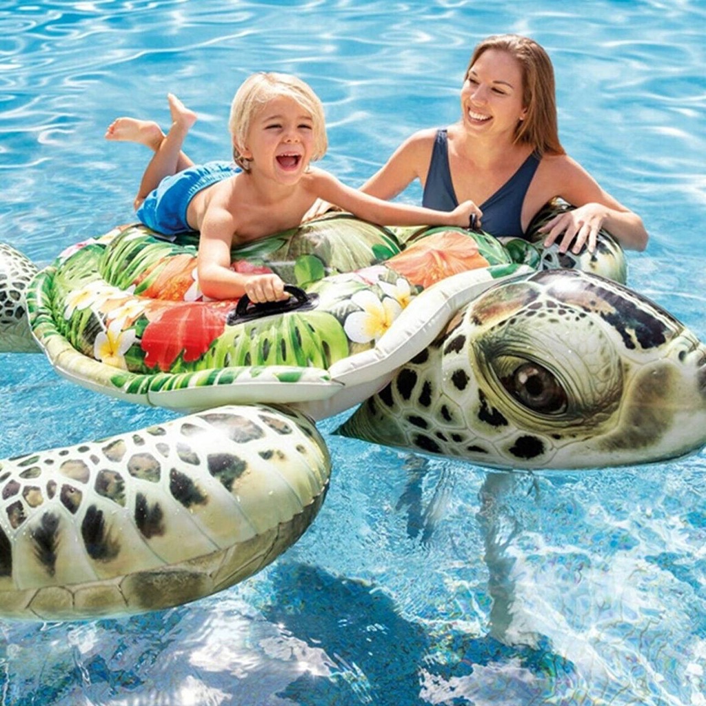 INTEX Giant Sea Turtle Floating Adult Kids Swimming Float Ride-On Toy ...