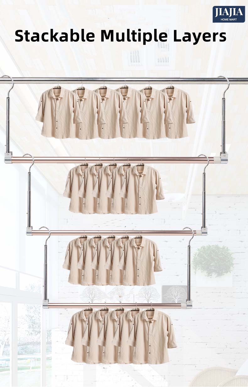 SG Multifunction No need Install Telescopic Clothes Laundry Rail Rod ...