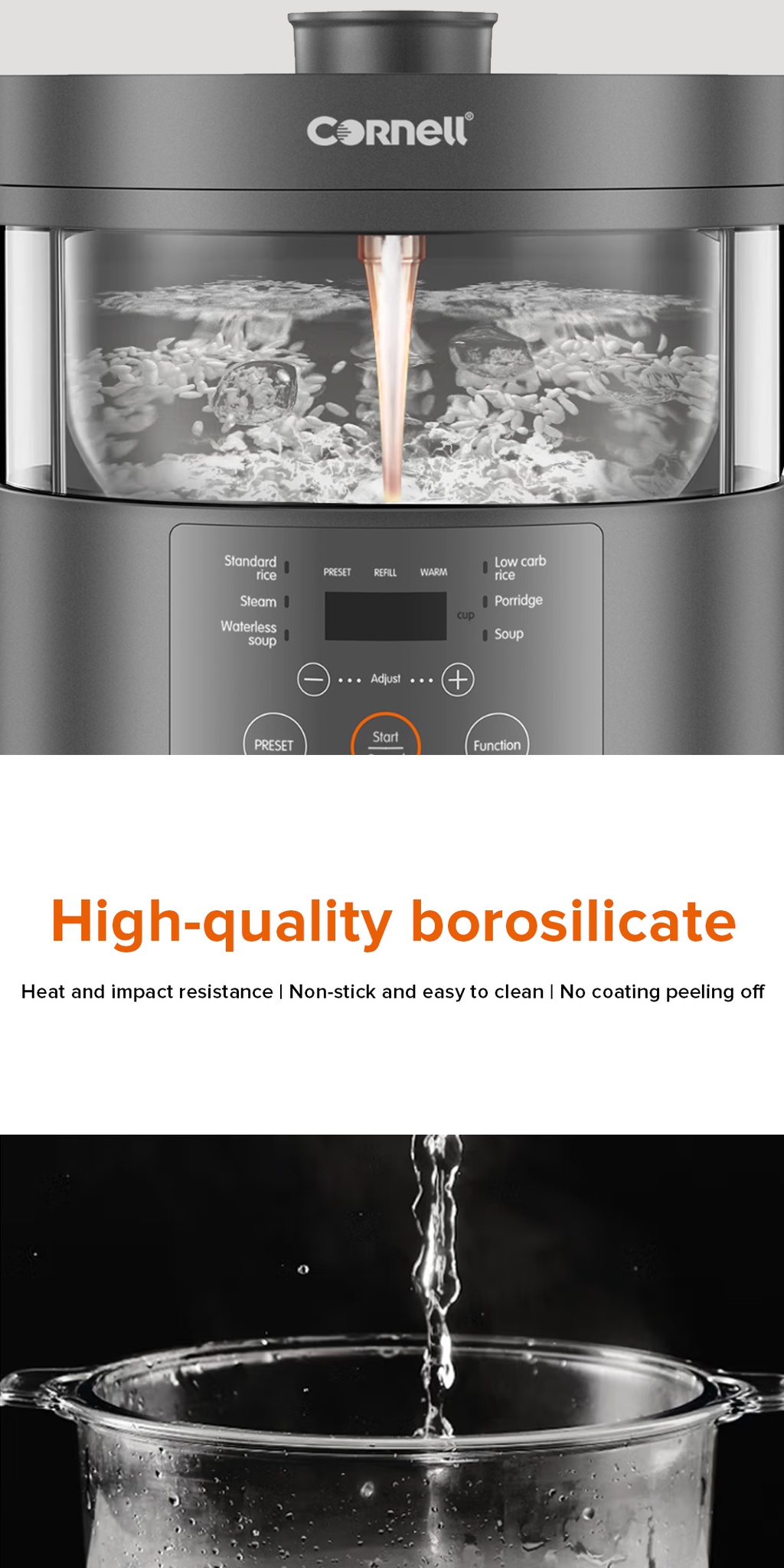 Cornell Steam Multi Cooker, Low Carb Rice Cooker and Waterless Soup ...