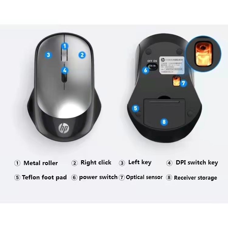 [SG Stock]HP CS500 Wireless Keyboard & Mouse Set Ergonomic Design Ultra ...