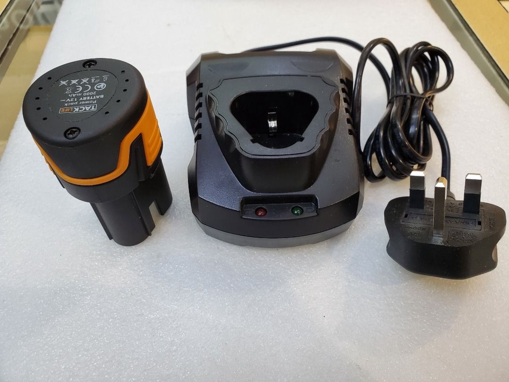 Tacklife PPK01B 12V 2000mAh Lithium-Ion Cordless Drill Battery & 100 ...