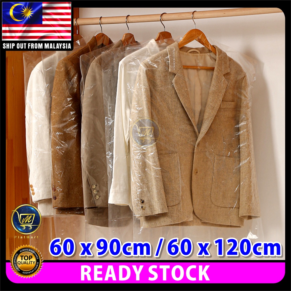 PlatMart - 50/100pcs Laundry Clear Plastic Polythene Garment Cover, Dry ...