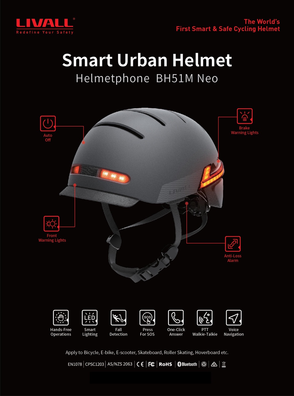 LIVALL BH51M NEO Smart Cycling Helmet with Visor and Remote Control ...