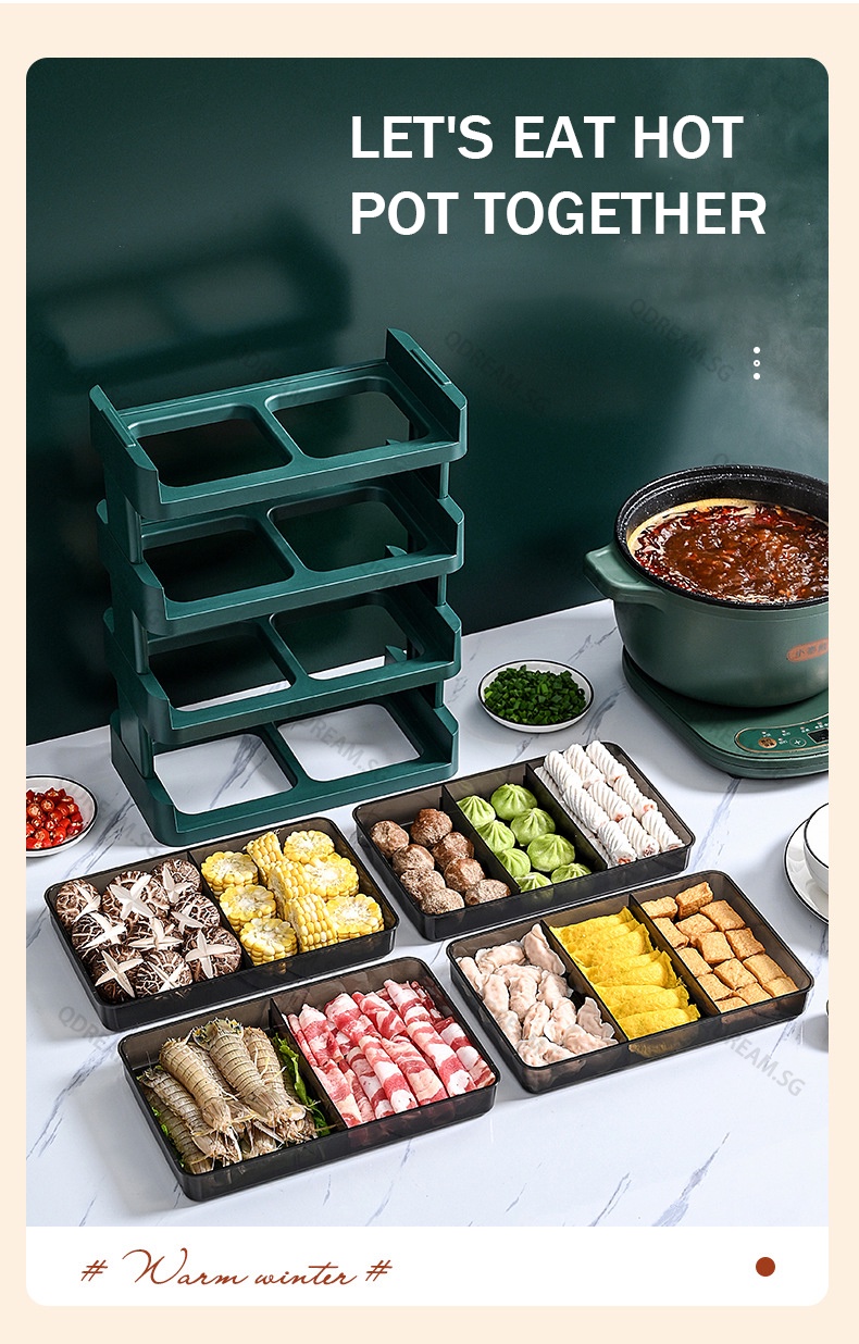 YOULITE Steamboat Food Organiser Steamboat Tray Holder Kitchen Storage ...