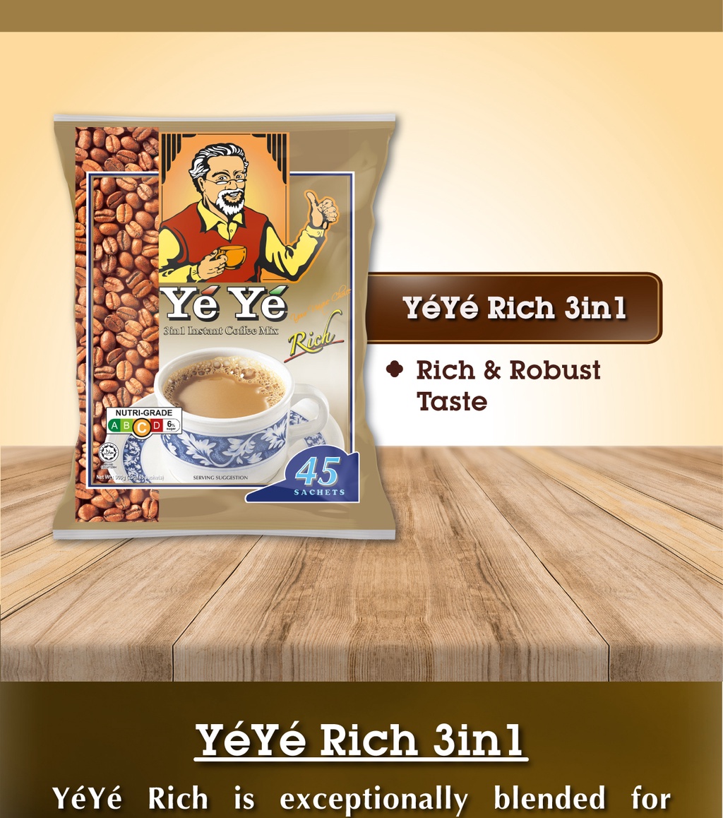 YEYE Rich Instant 3in1 Coffee, 45 sachets (Expiry: March 2027) | Shopee ...
