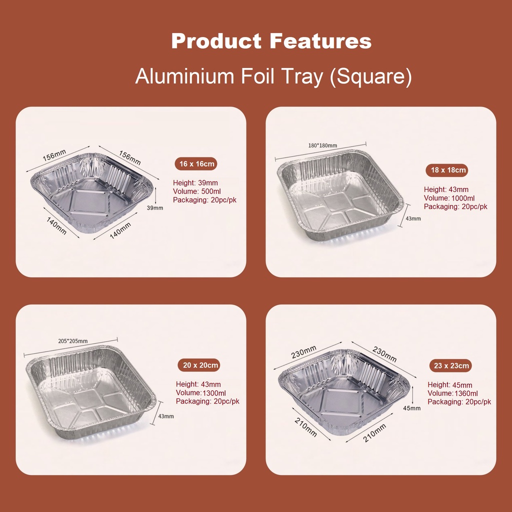 [SG Rdy Stock] Disposable Air Fryer Aluminium Tin Foil Square Tray 20 ...