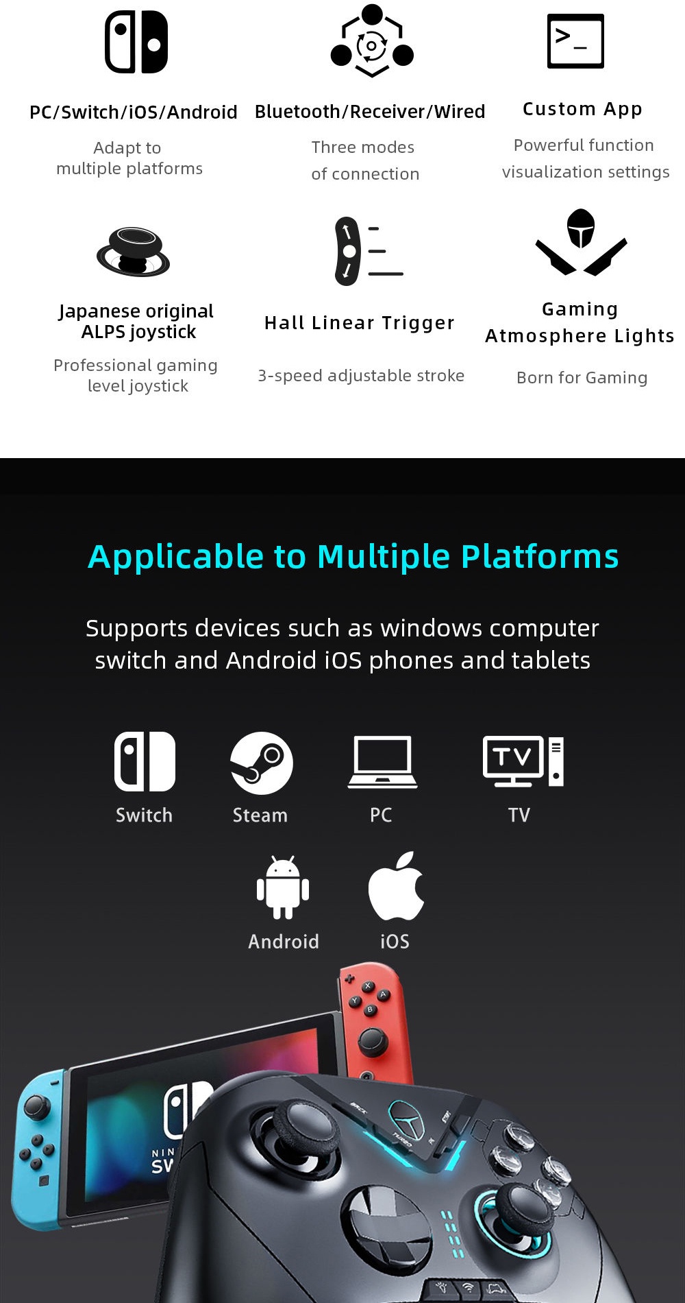 Thunderobot G70 Gamepad Controller Wired/Wireless Bluetooth Gamepad ...