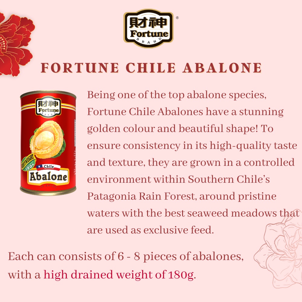 [Carton Deal] Fortune Chile Abalone 425g (5-6P, DW: 180g) x 24 cans (Exp: 07/2026) | Shopee ...