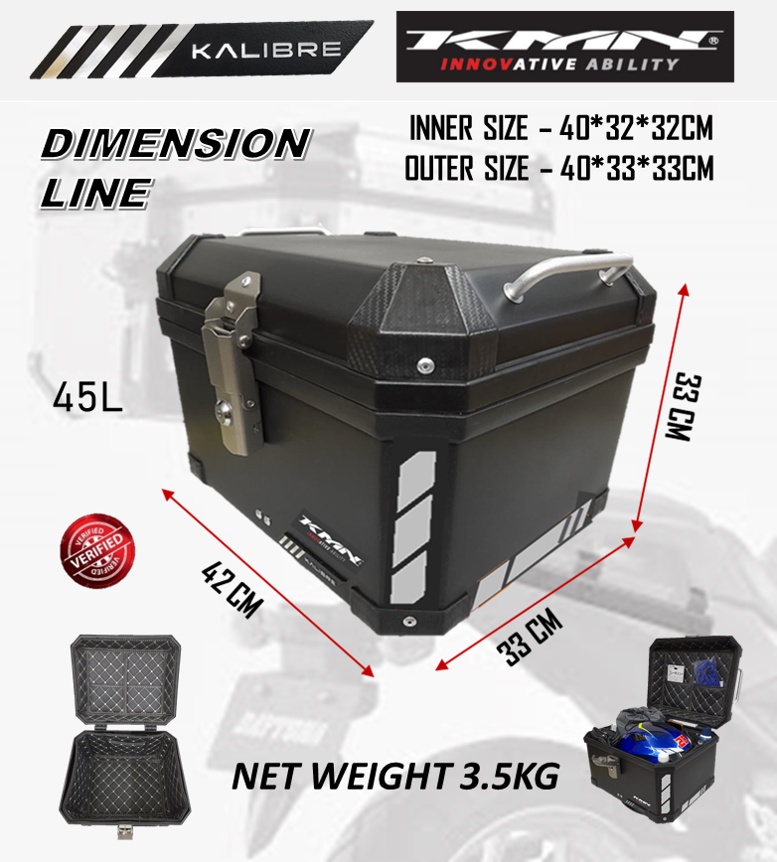 KTM SEMI ALUMINIUM WATERPPROOF TOP BOX 45LITER MOTORCYCLE HARD SHIELD ...