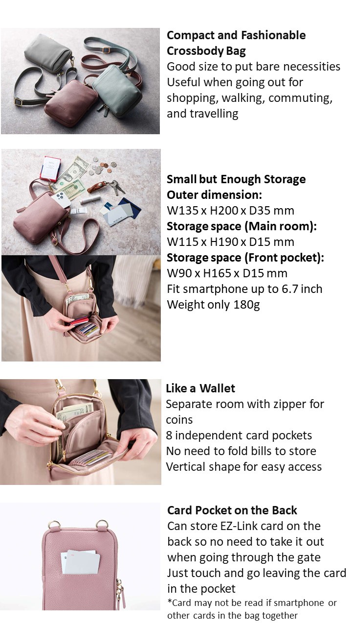 ELECOM MAPOCHE Wallet Type Crossbody Shoulder Bag with Smartphone, Card, Cash Pocket/P-MAP01 ...