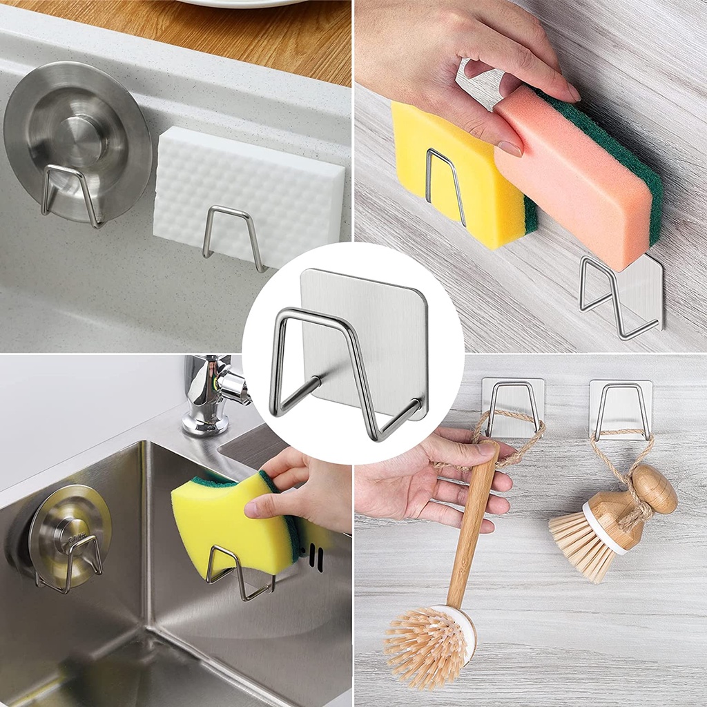 Home Creative Seamless Wall Hanging Storage Hooks Kitchen Stainless ...