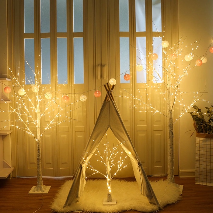 Christmas Decoration light White Tree Birch, Firefly Birch, New Year ...