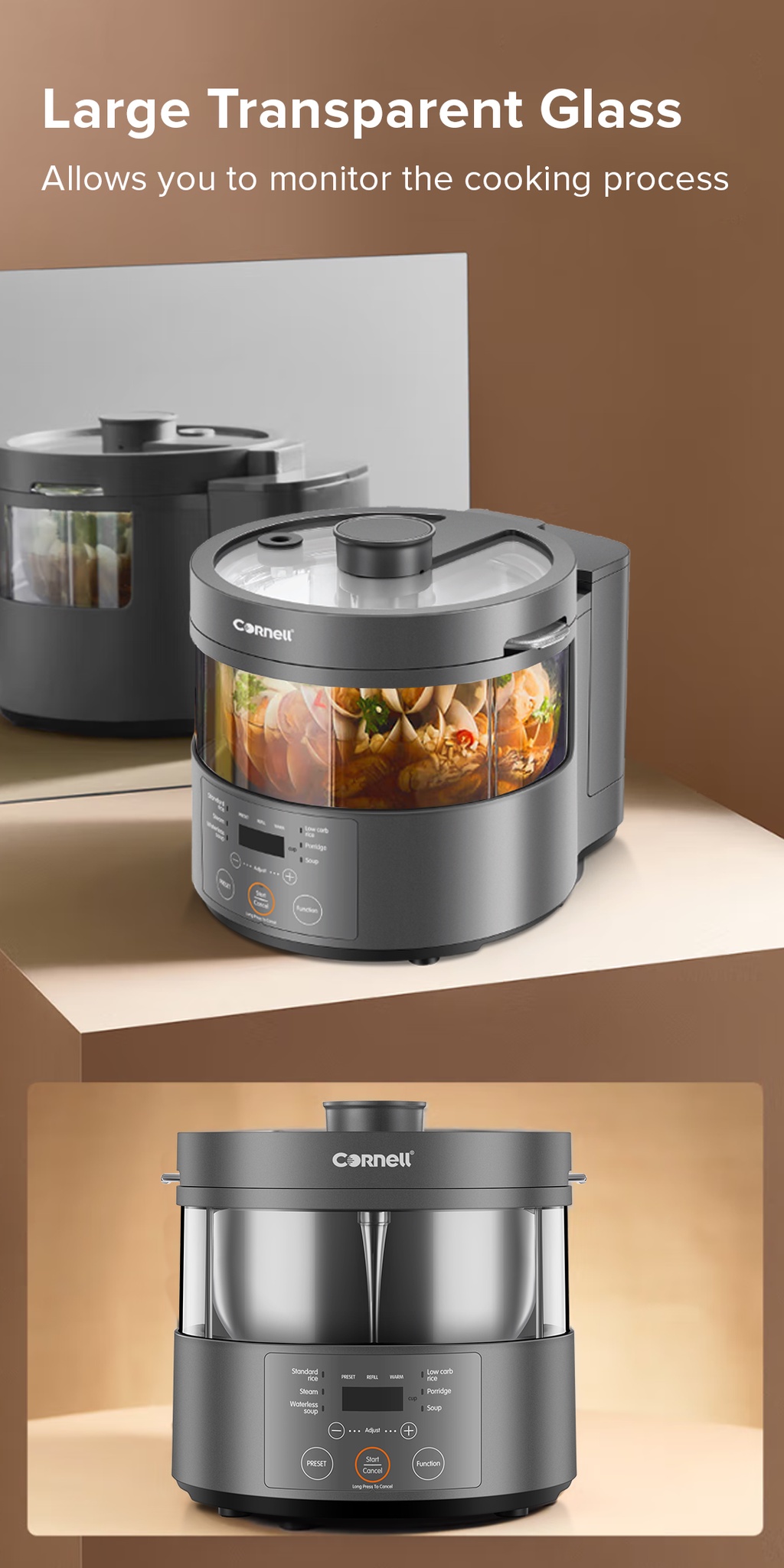 Cornell Steam Multi Cooker, Low Carb Rice Cooker and Waterless Soup ...