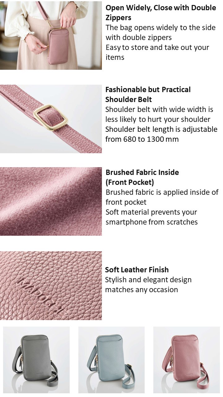 ELECOM MAPOCHE Wallet Type Crossbody Shoulder Bag with Smartphone, Card, Cash Pocket/P-MAP01 ...